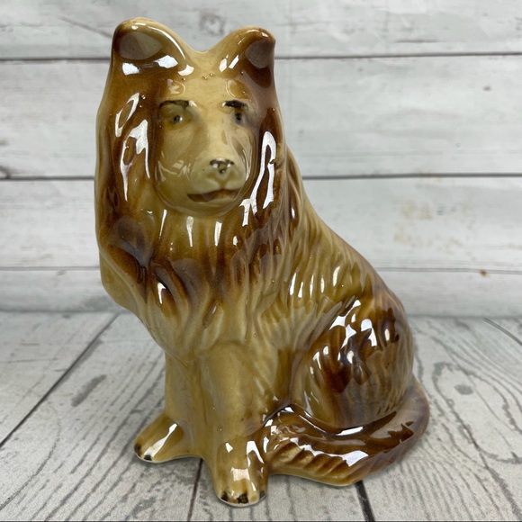 Accents | Vintage Porcelain Collie Dog Figurine Brazil Puppy Ceramic ...